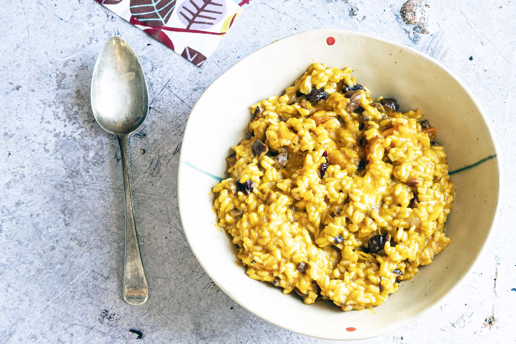 Pumpkin and chestnut risotto | vegan - Cook Veggielicious
