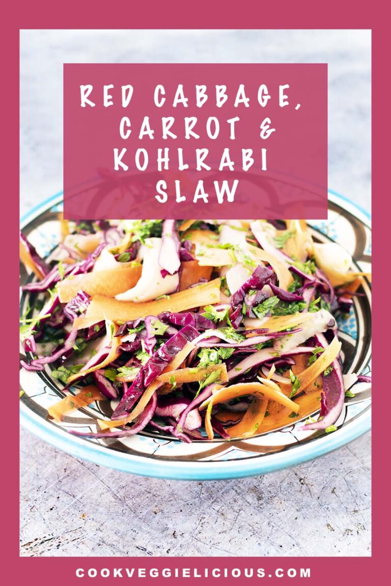 Kohlrabi slaw with red cabbage and carrot - Cook Veggielicious