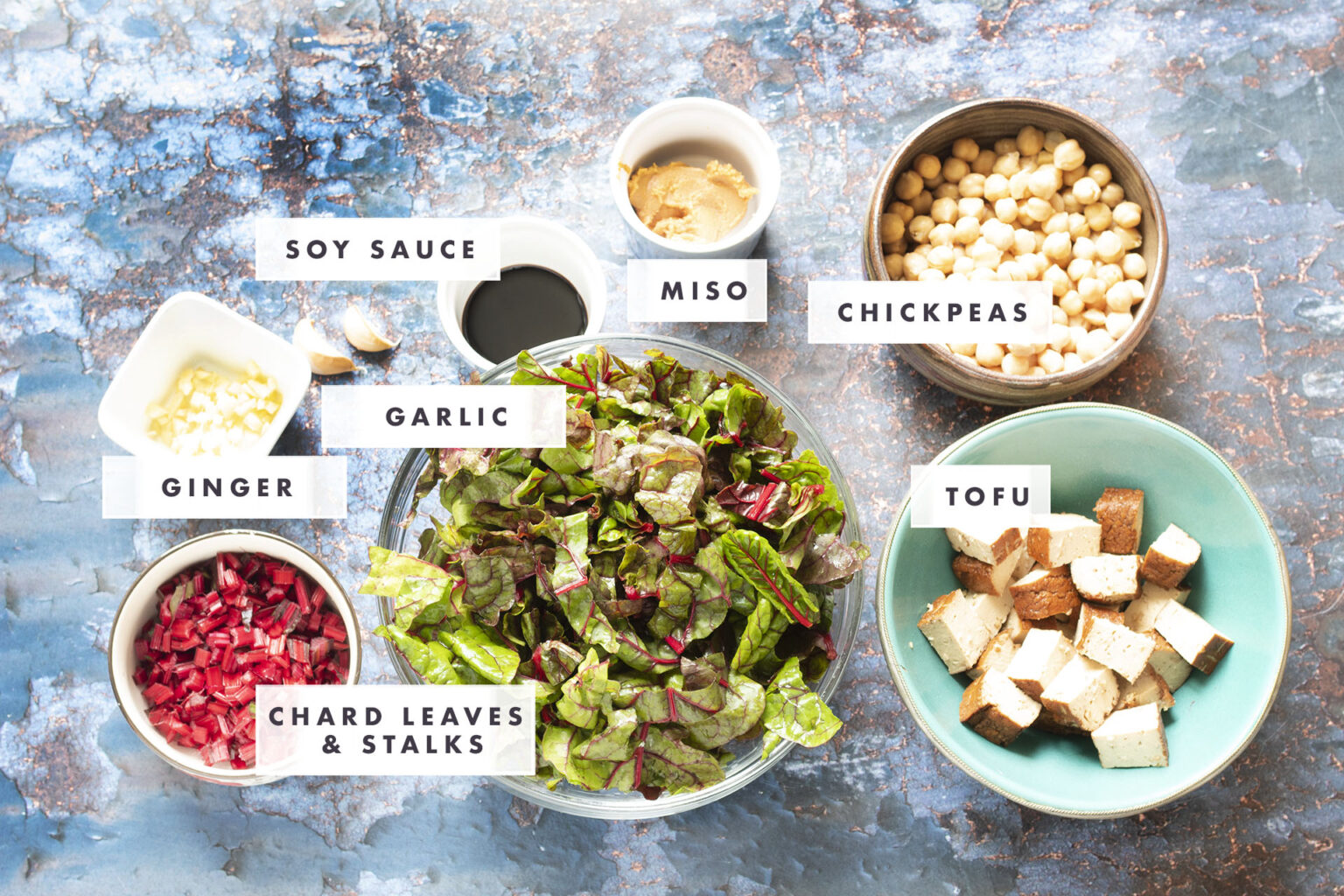 Stir fried chard with tofu and chickpeas - Cook Veggielicious