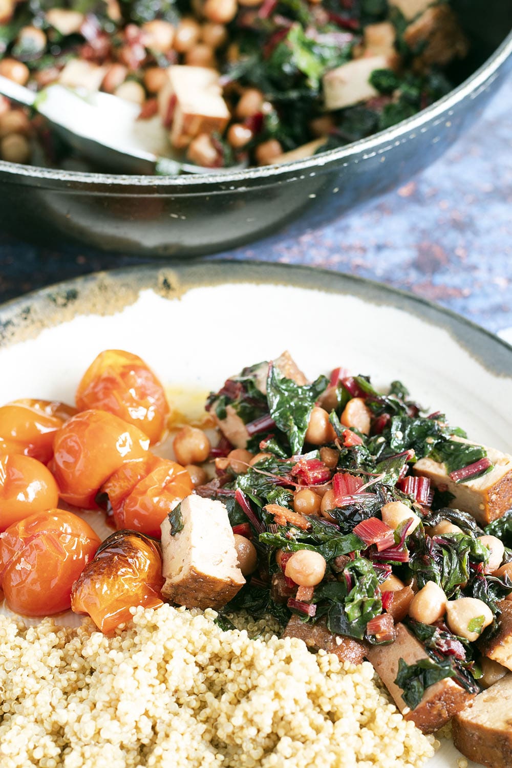 Stir fried chard with tofu and chickpeas - Cook Veggielicious
